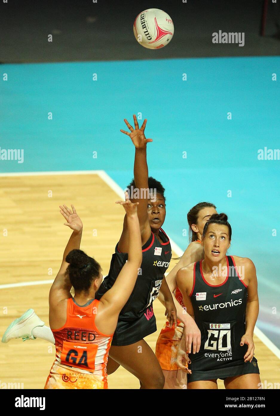 Severn Stars' Paige Reed shoots against Saracens Mavericks during the ...