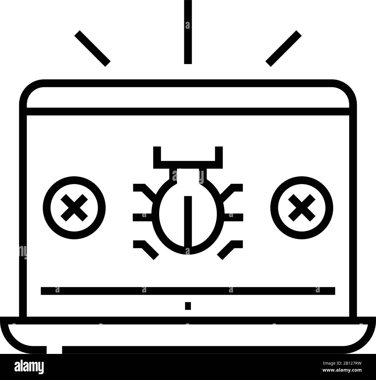 Computer virus infection line icon, concept sign, outline vector ...