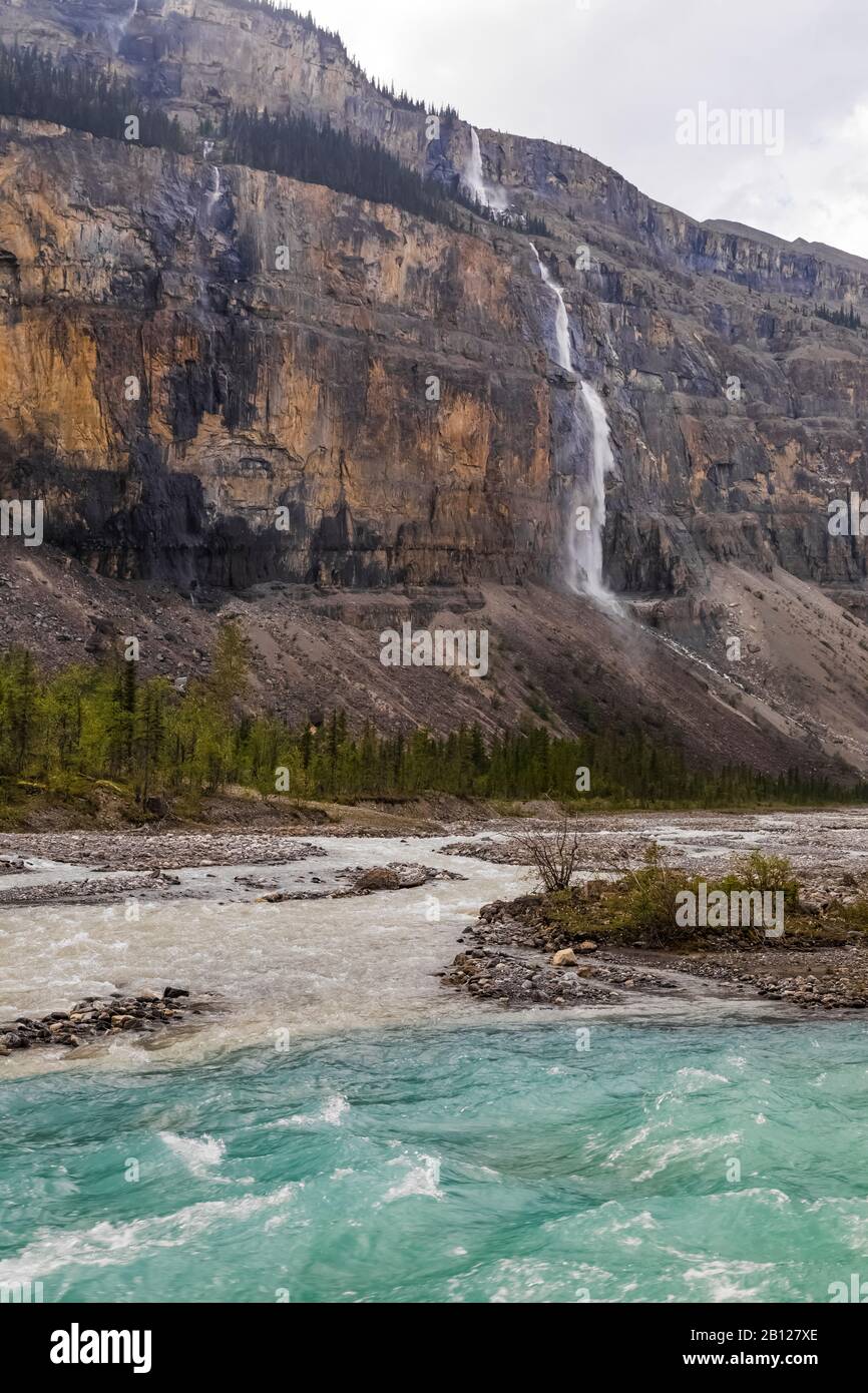 Water from a side-stream entering the Robson River in Mount Robson ...