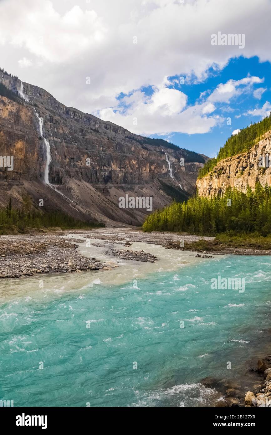 Turbid water from a side-stream entering the Robson River in Mount ...