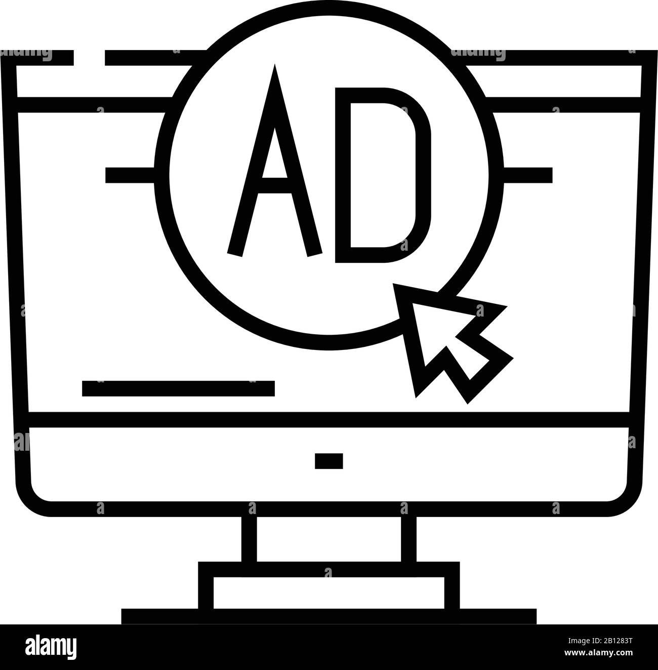 Choosing ads line icon, concept sign, outline vector illustration ...