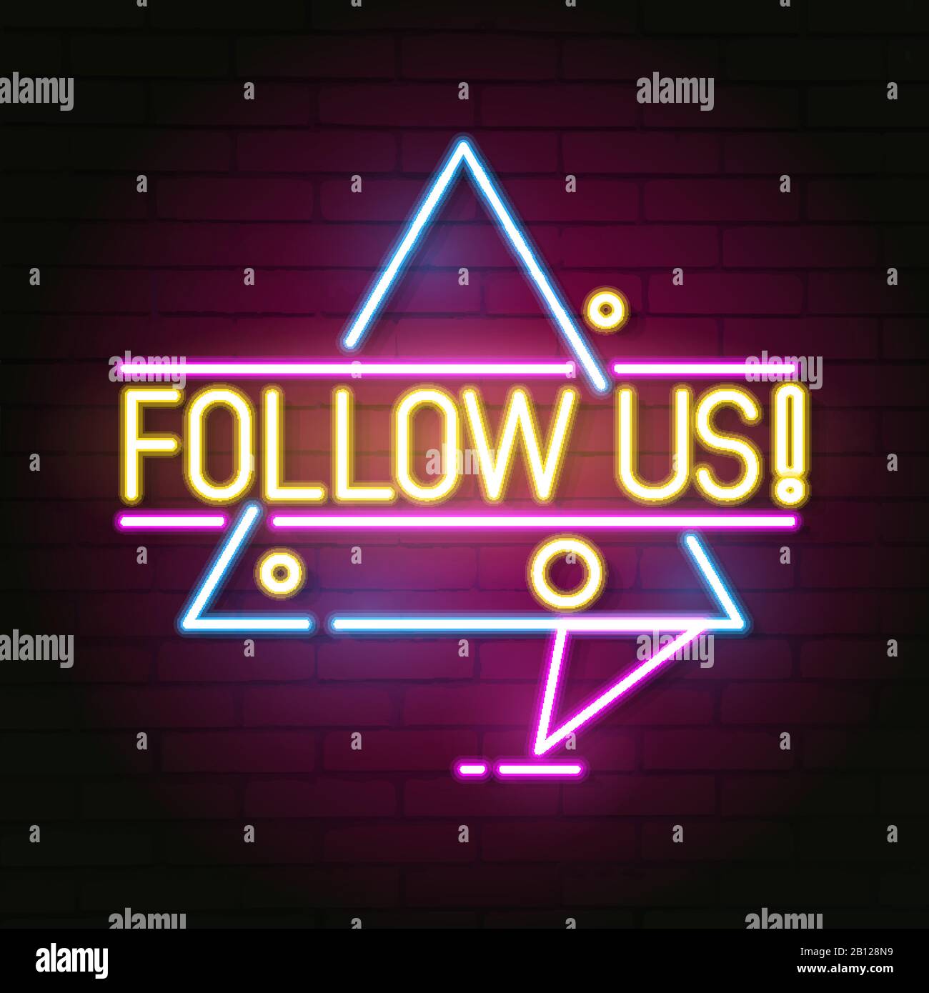Follow Us Neon Sign For Your Design Illustration Stock Vector Image ...