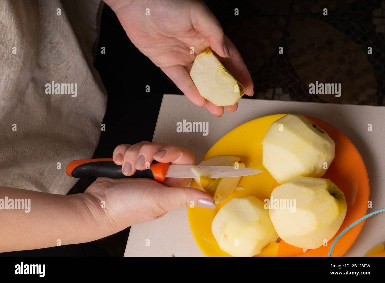 Peeling apple knife hand hi-res stock photography and images - Alamy