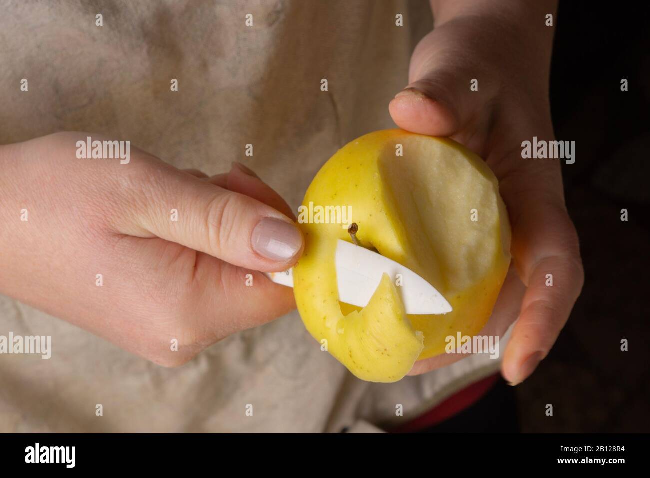 Peeling apple knife hand hi-res stock photography and images - Alamy