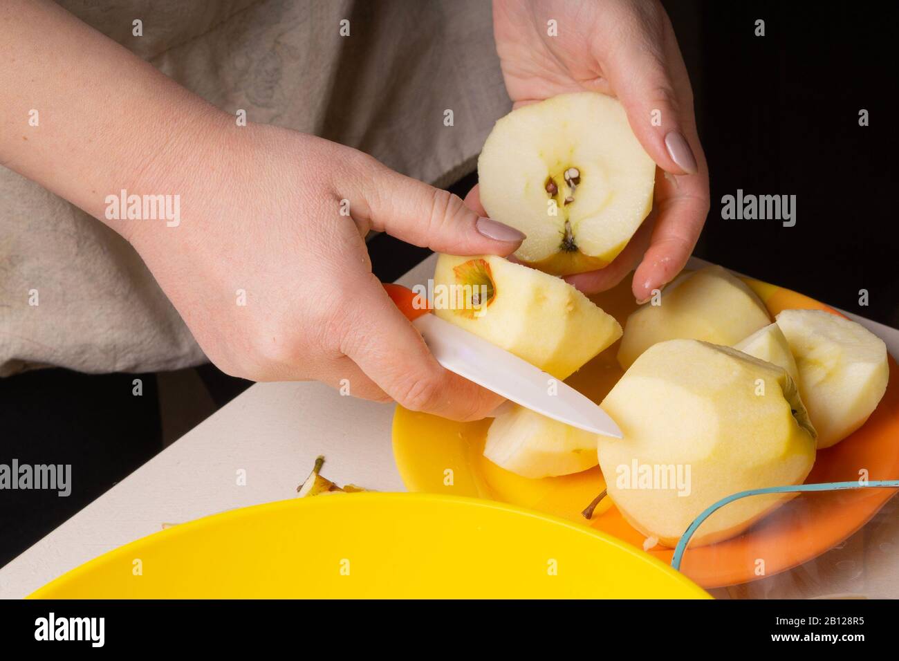 Peeling apple knife hand hi-res stock photography and images - Alamy