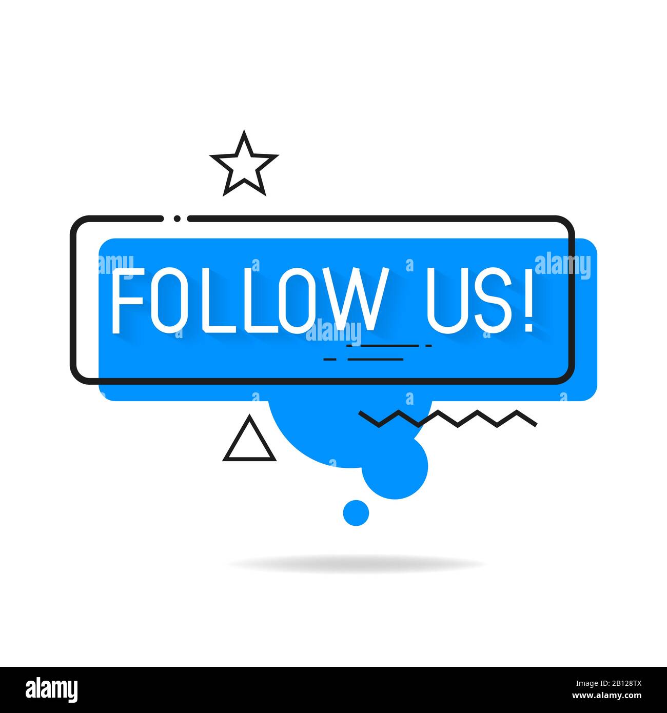 Follow Us Blue Square Sticker Isolated On White Illustration Suitable ...