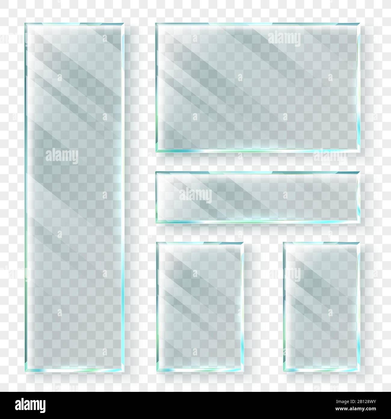 Transparent glass banners. 3d window glass or plastic banner. Realistic ...