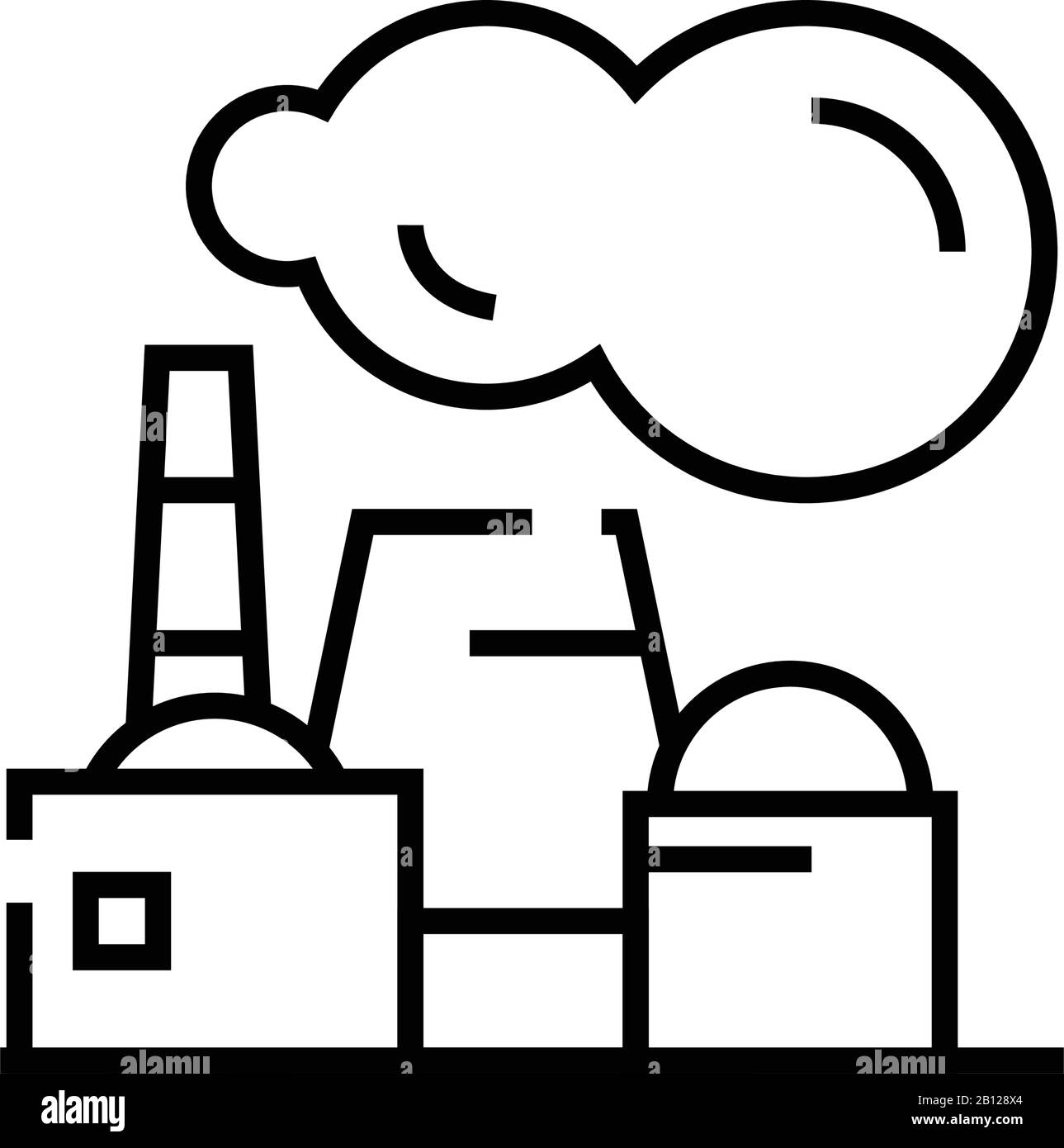 Chemical factory line icon, concept sign, outline vector illustration ...