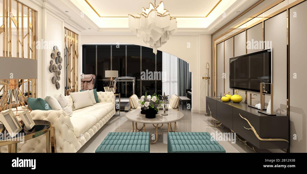 3d render home interior, living room Stock Photo - Alamy