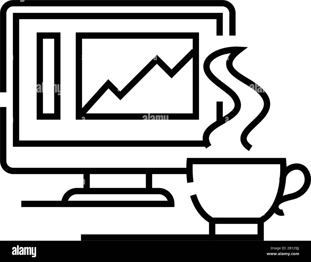 Break at work line icon, concept sign, outline vector illustration ...