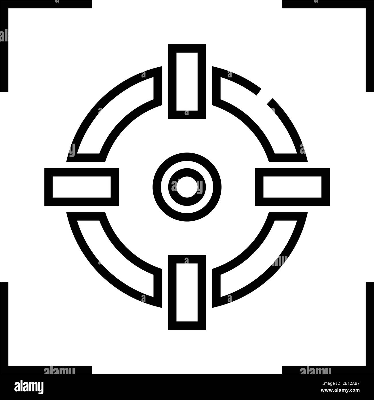 Central aim line icon, concept sign, outline vector illustration ...