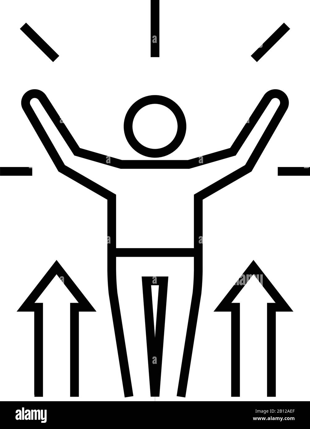 Career growth line icon, concept sign, outline vector illustration ...