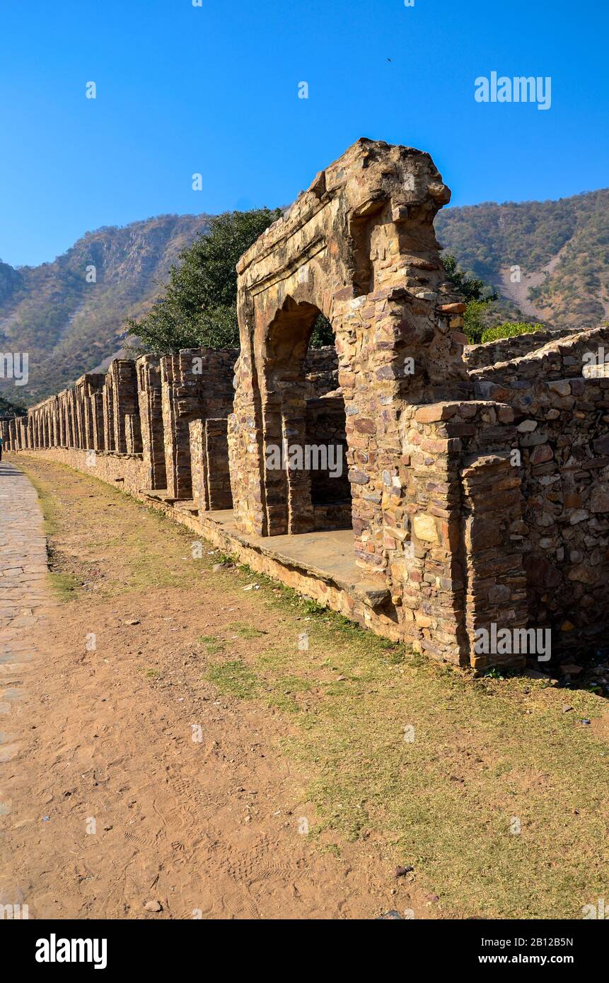 Ruins of 17th century Bhangarh Fort at Alwar Village in Rajasthan ...