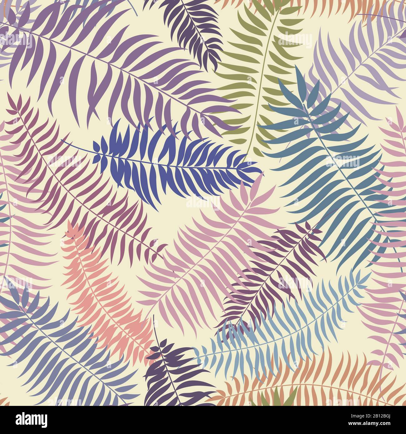 Floral Leaf Autumn Tiled Pattern Tropical Palm Leaves Seamless
