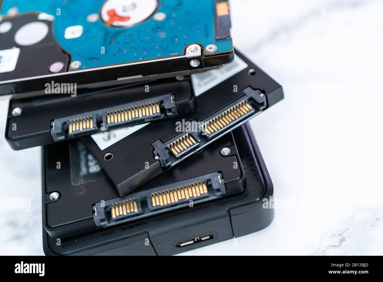 Internal and external solid state hard drives on the table Stock Photo ...