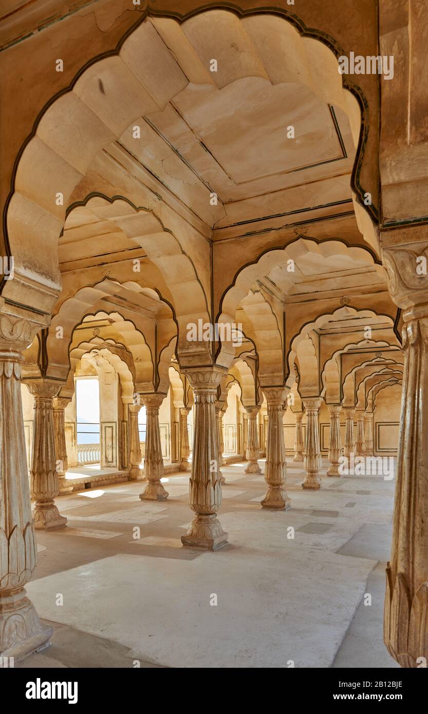 columns in Amer Fort, Jaipur, Rajasthan, India Stock Photo - Alamy