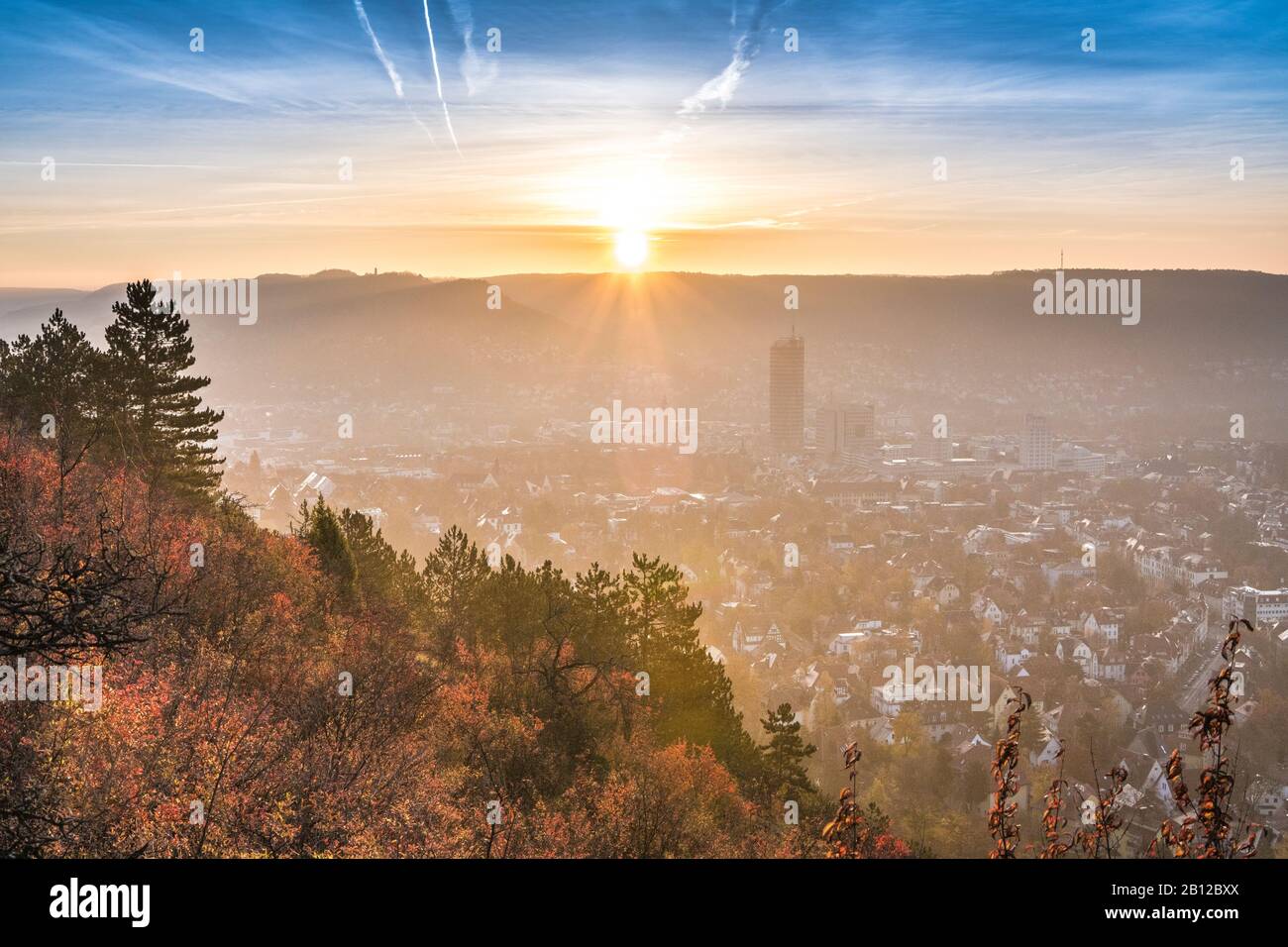 Sunrise over Jena, Nebel, Thuringia, Germany Stock Photo - Alamy