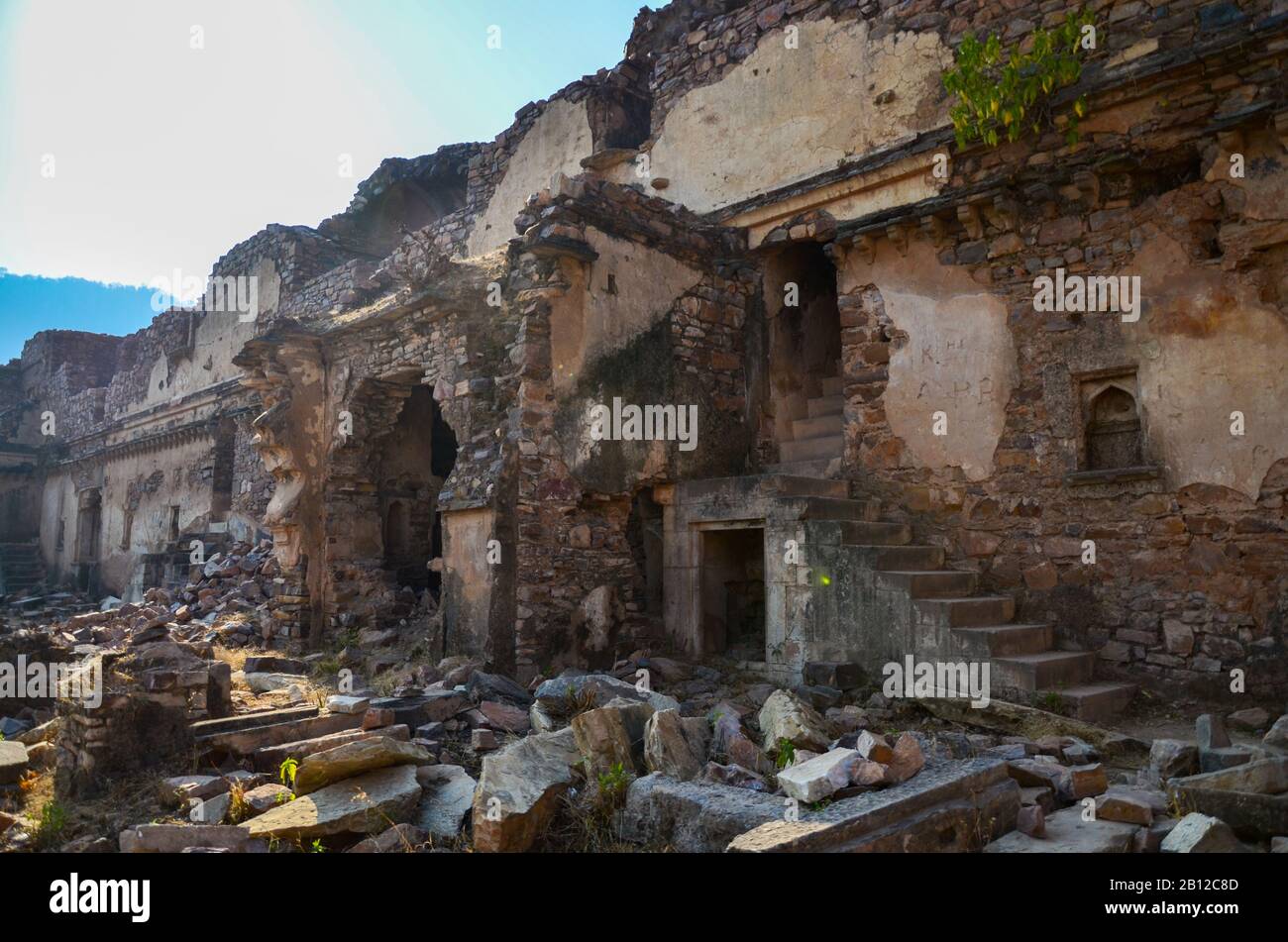 Ruins of 17th century Bhangarh Fort at Alwar Village in Rajasthan ...