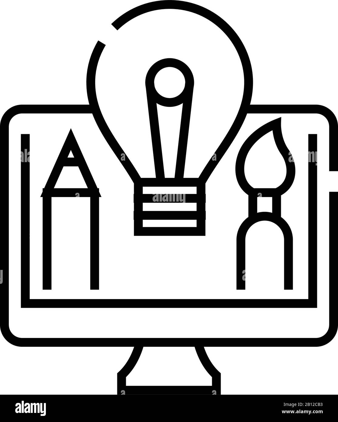 Bright work line icon, concept sign, outline vector illustration ...