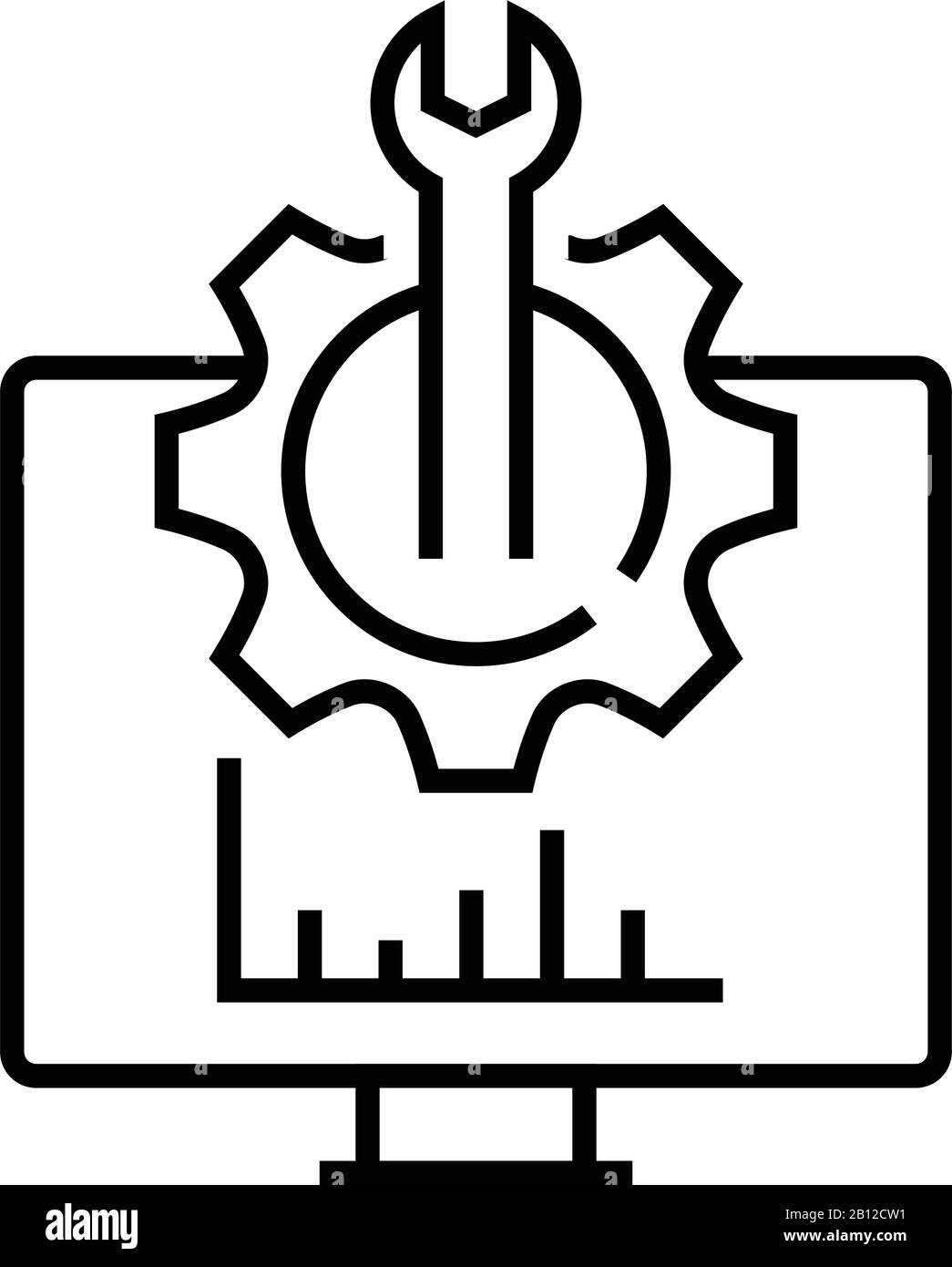 Computer settings line icon, concept sign, outline vector illustration ...