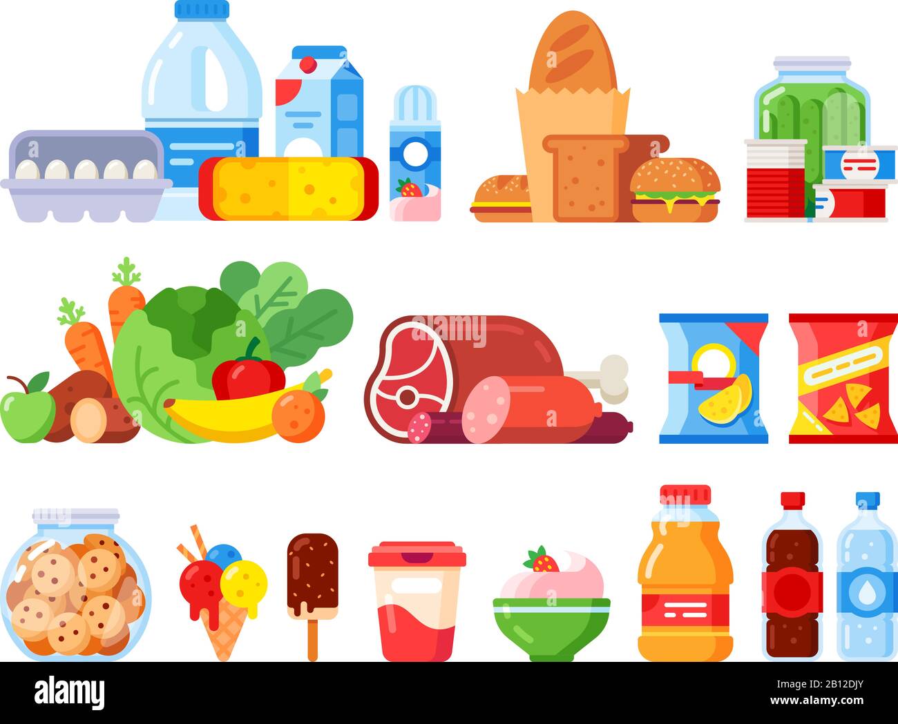Food products. Packed cooking product, supermarket goods and canned ...