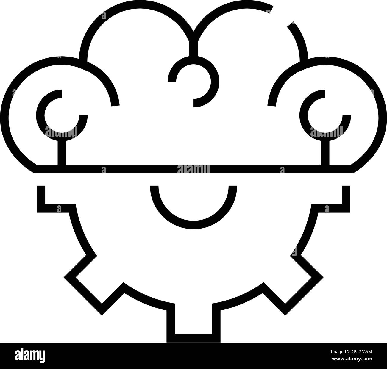 Computer mind line icon, concept sign, outline vector illustration ...