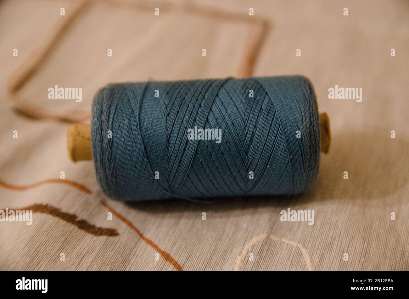 Blue Yarn, Sewing Stock Photo - Alamy