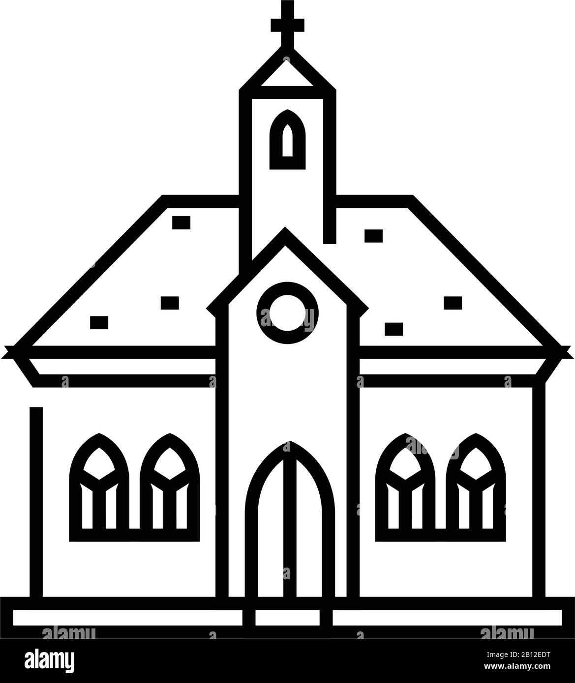 Church line icon, concept sign, outline vector illustration, linear ...