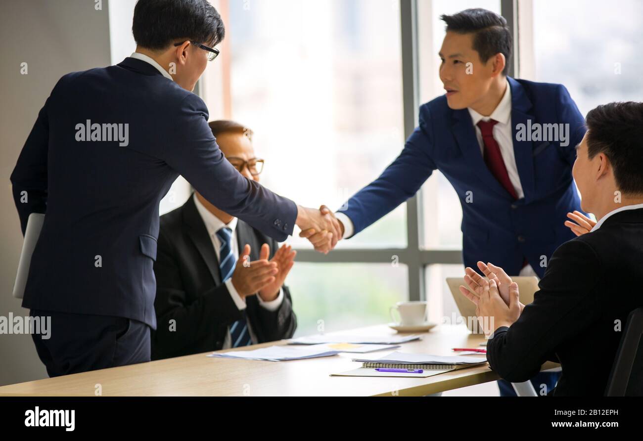 handshake of business People Colleagues Teamwork Meeting .Hold hand and ...