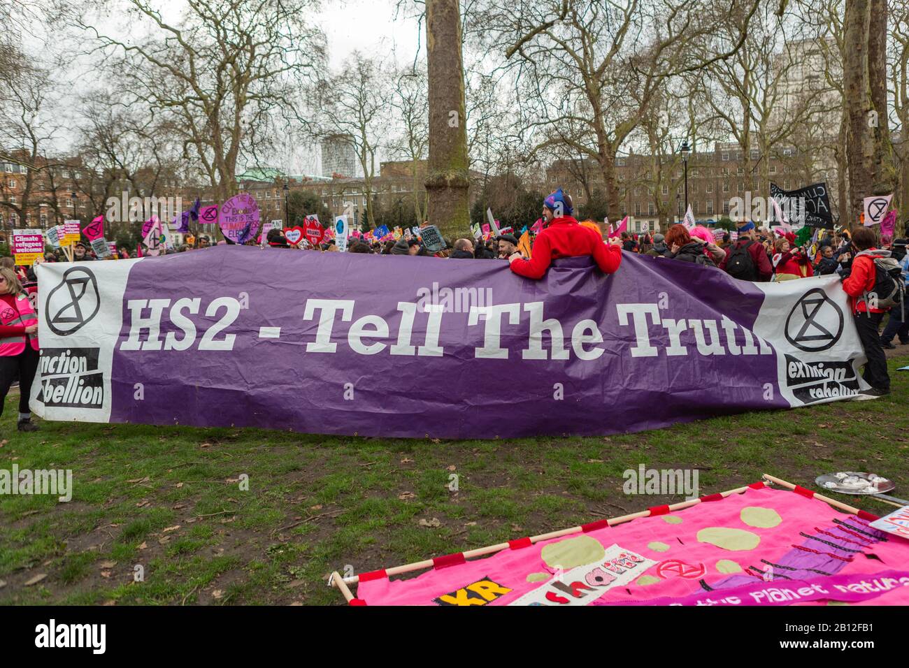 London, UK. 22nd Feb, 2020. Environmental activists from Extinction ...