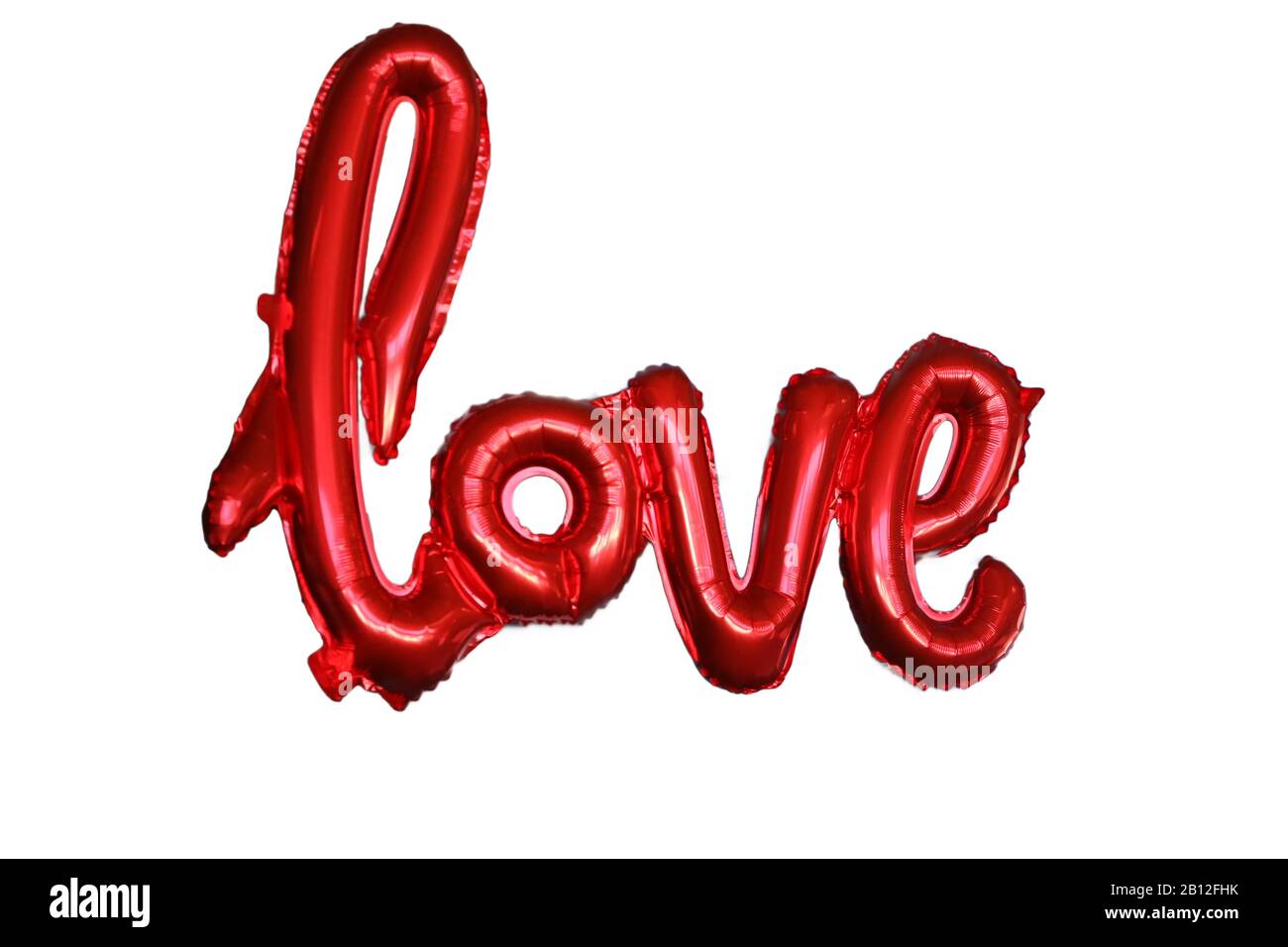 Red love text font balloon on white background Stock Photo - Alamy