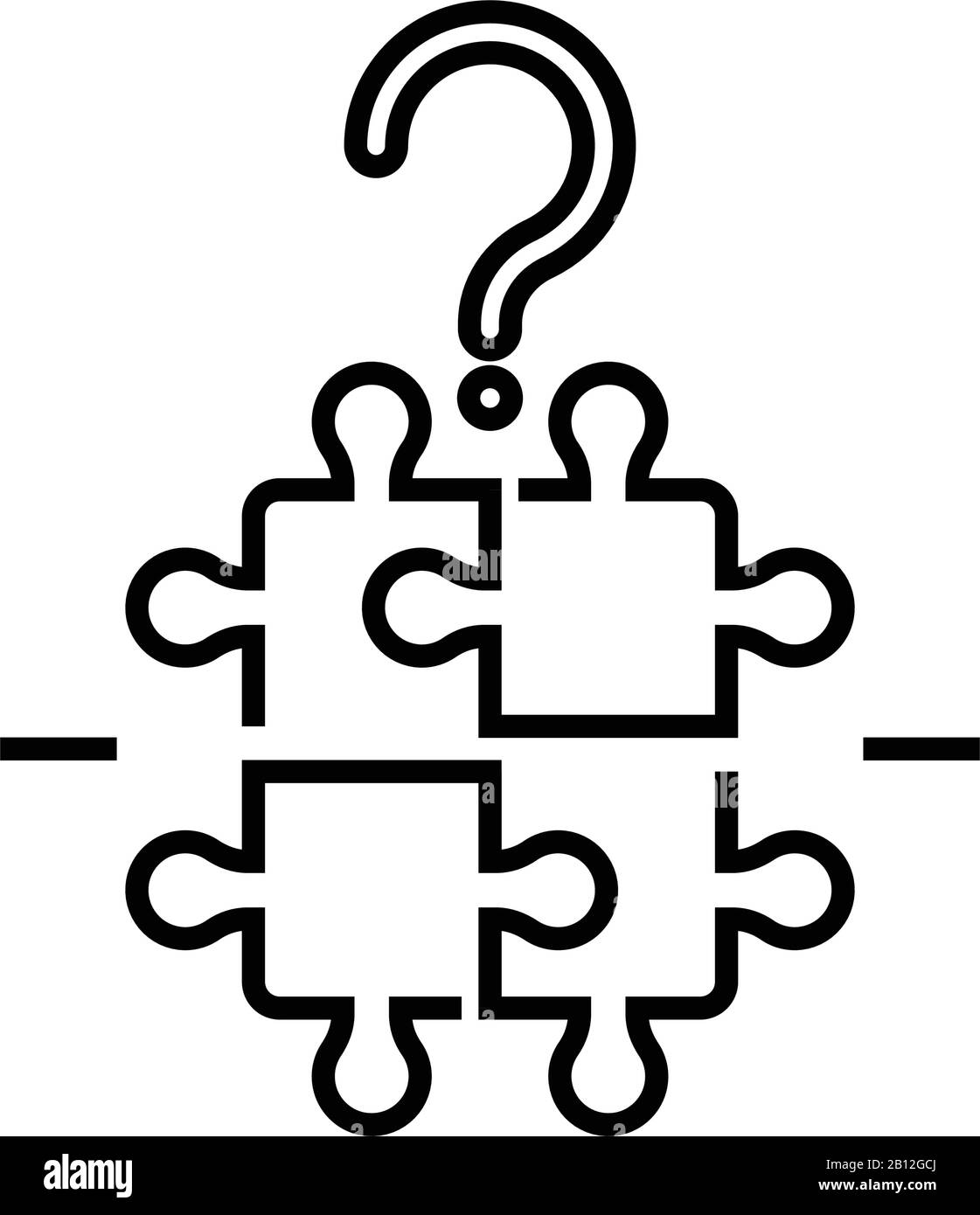 Completed puzzle line icon, concept sign, outline vector illustration ...