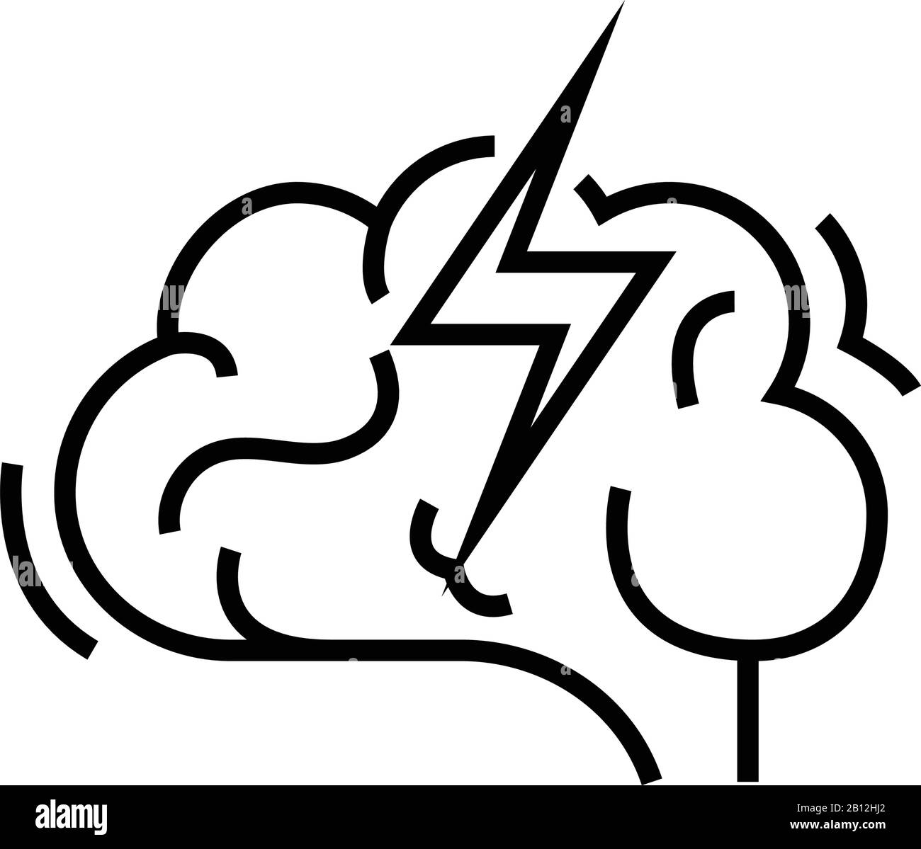 Brain attack line icon, concept sign, outline vector illustration ...