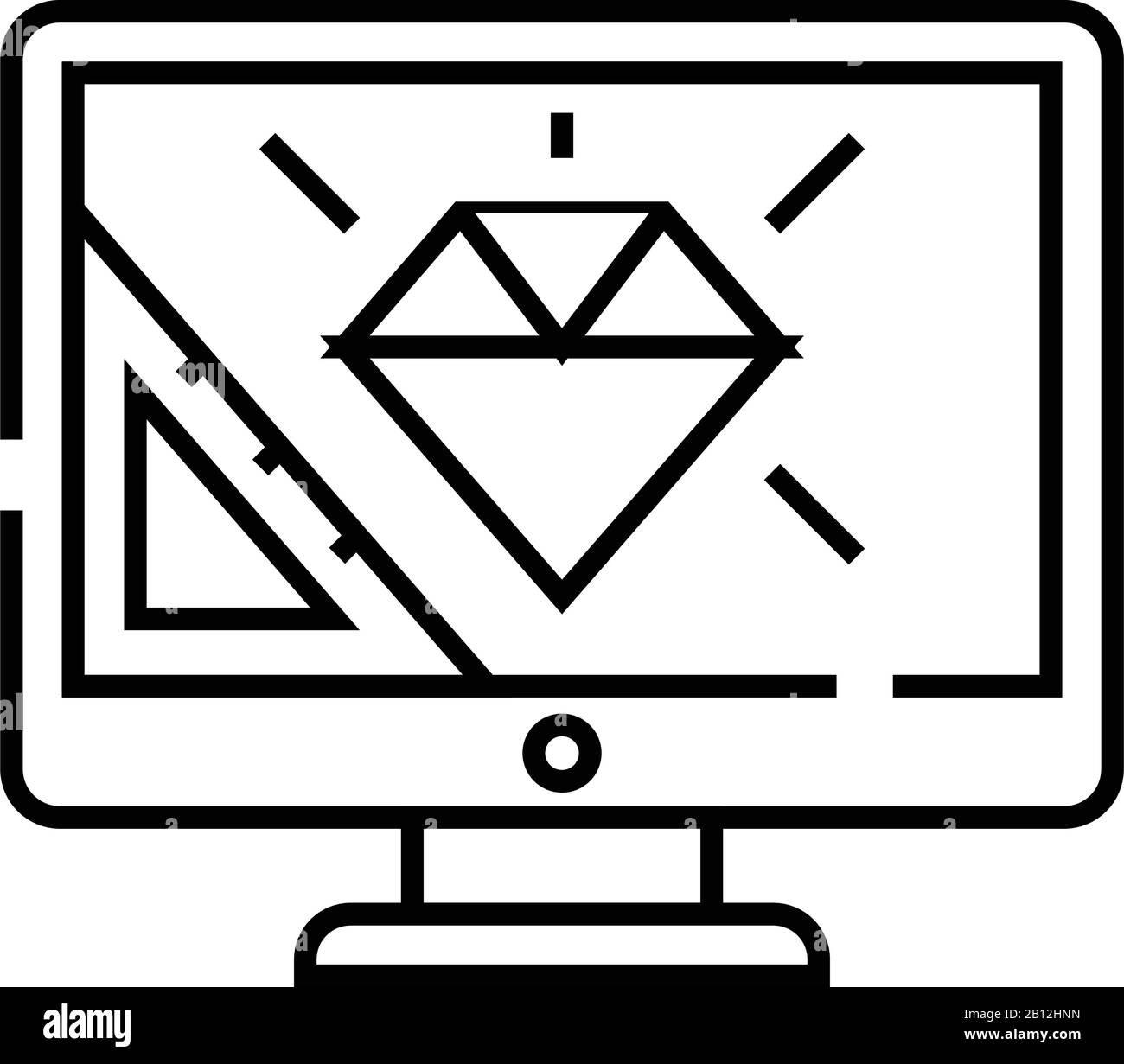 Brilliant work line icon, concept sign, outline vector illustration ...