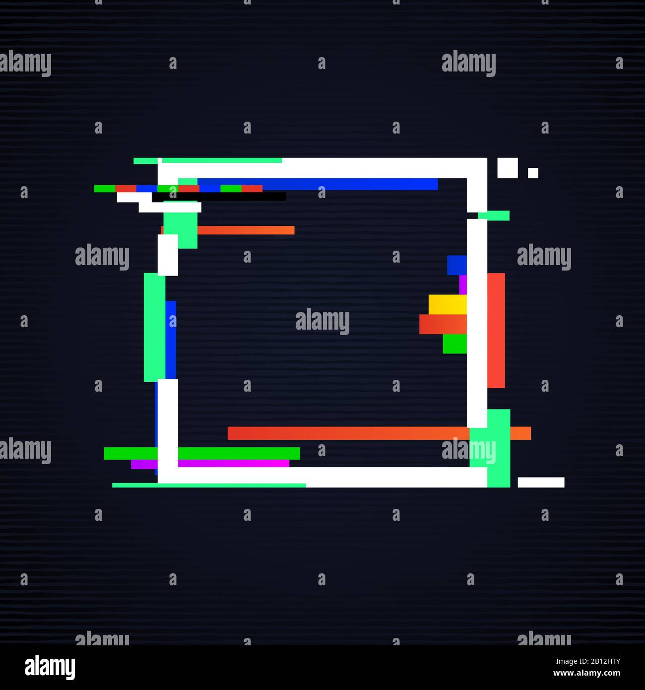 Glitch square frame. Tv distorted signal vector illustration Stock ...