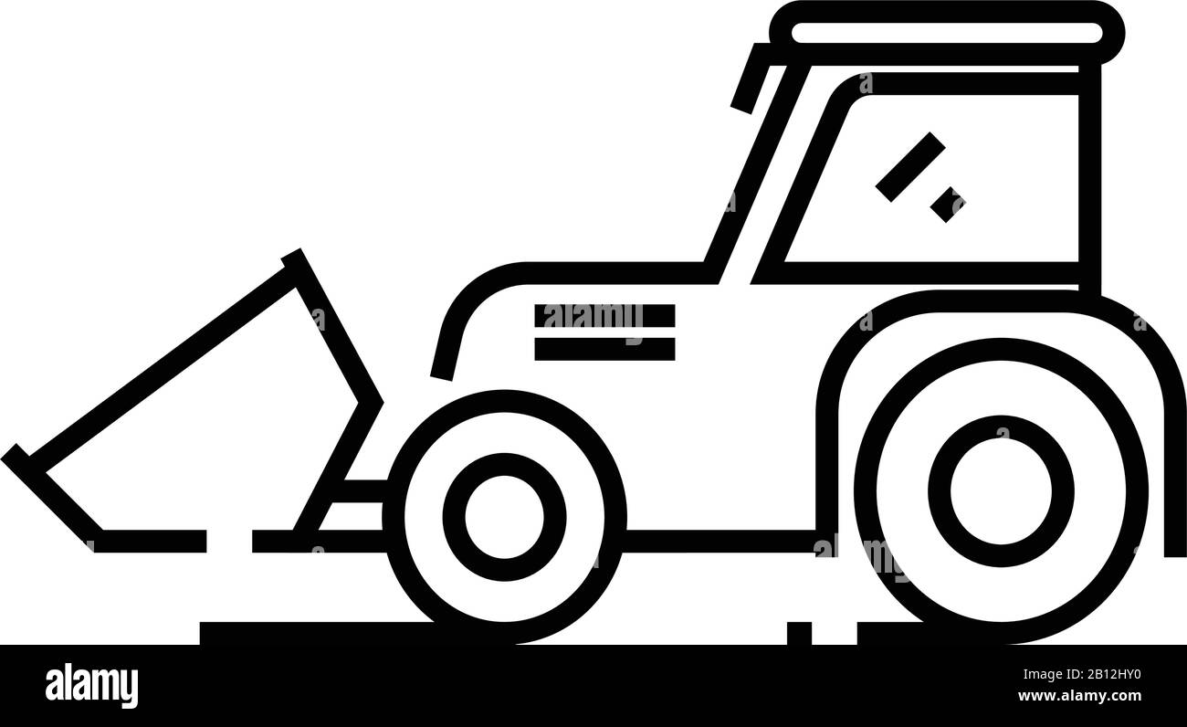 Bucket tractor line icon, concept sign, outline vector illustration ...