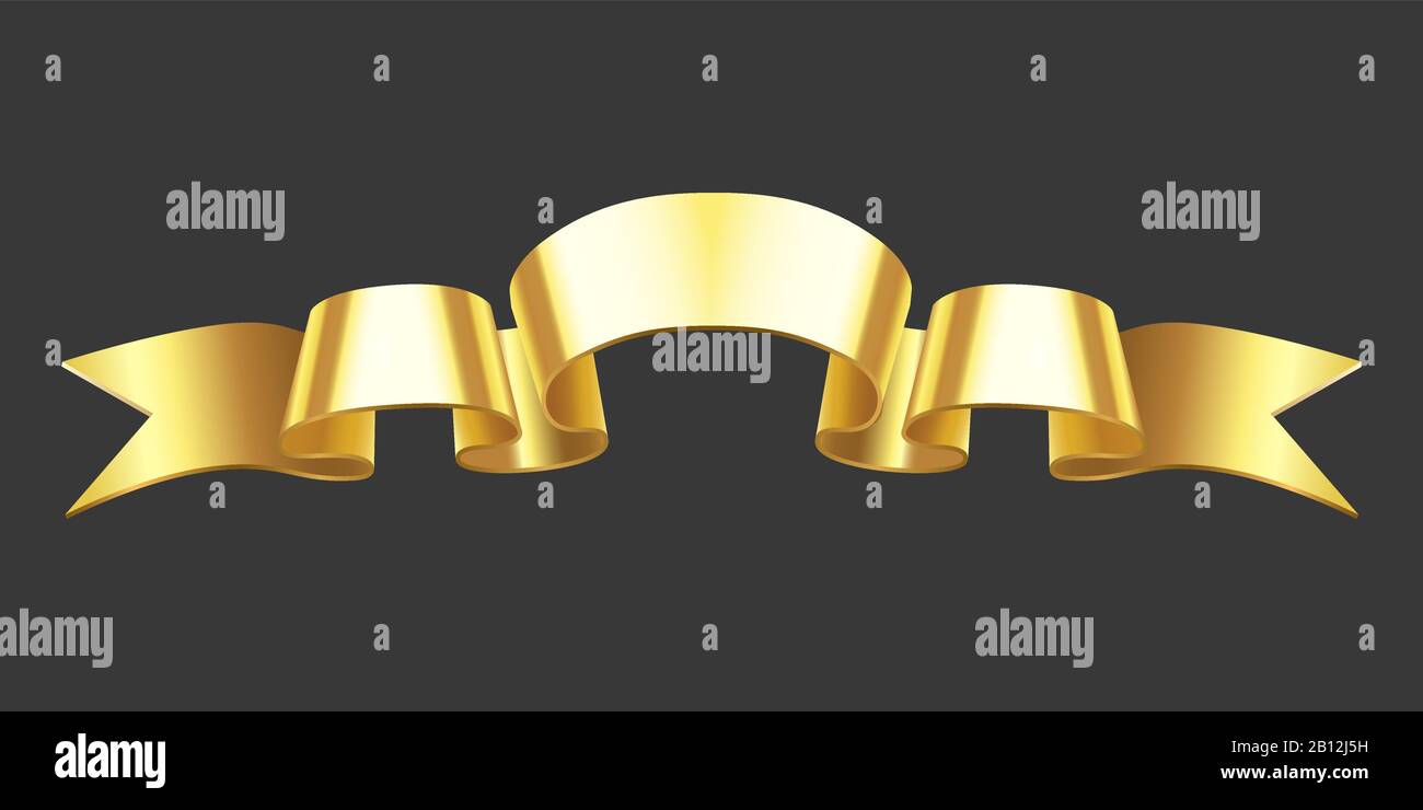 Realistic gold banner. Golden horizontal celebration ribbon vector ...
