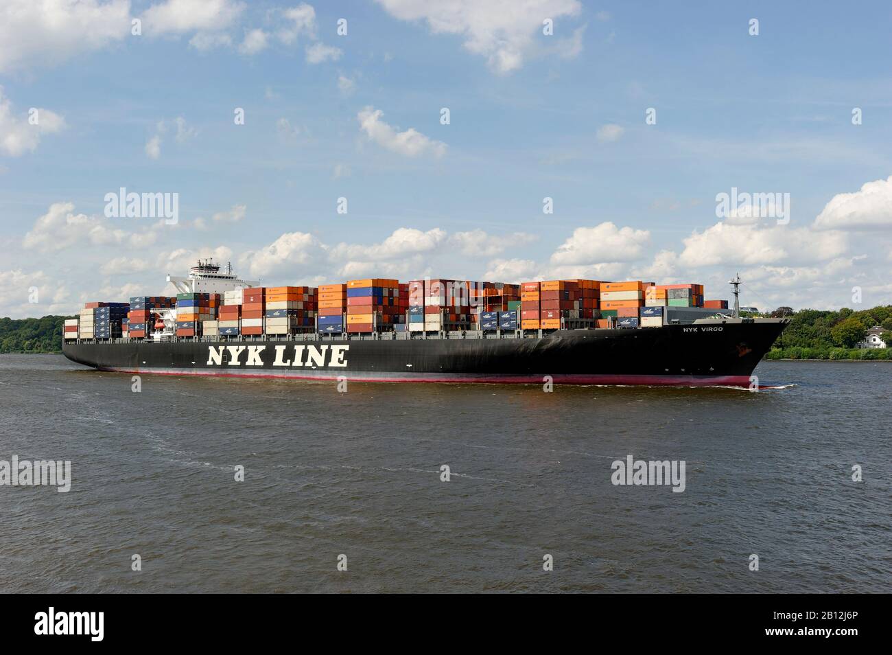 NYK VIRGO super freighter entering port,Finkenwerder,Port of Hamburg ...