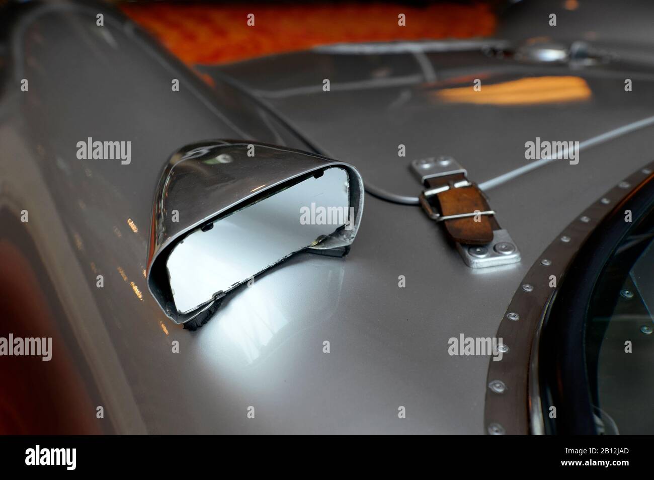 Driver's mirror,detail of a historic PORSCHE 550 Spyder,very rare ...