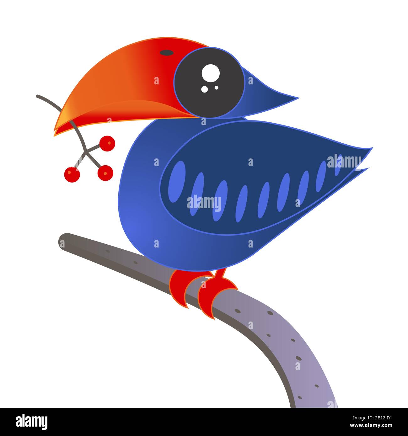Flat illustration of a tropical bird sitting on a branch Stock Vector ...