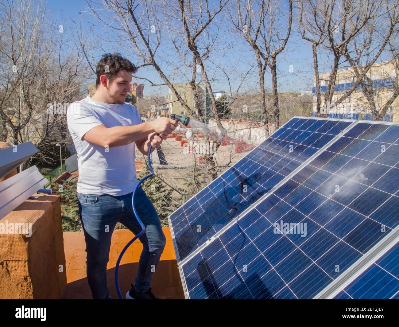 Solar panel cleaning system hi-res stock photography and images - Alamy