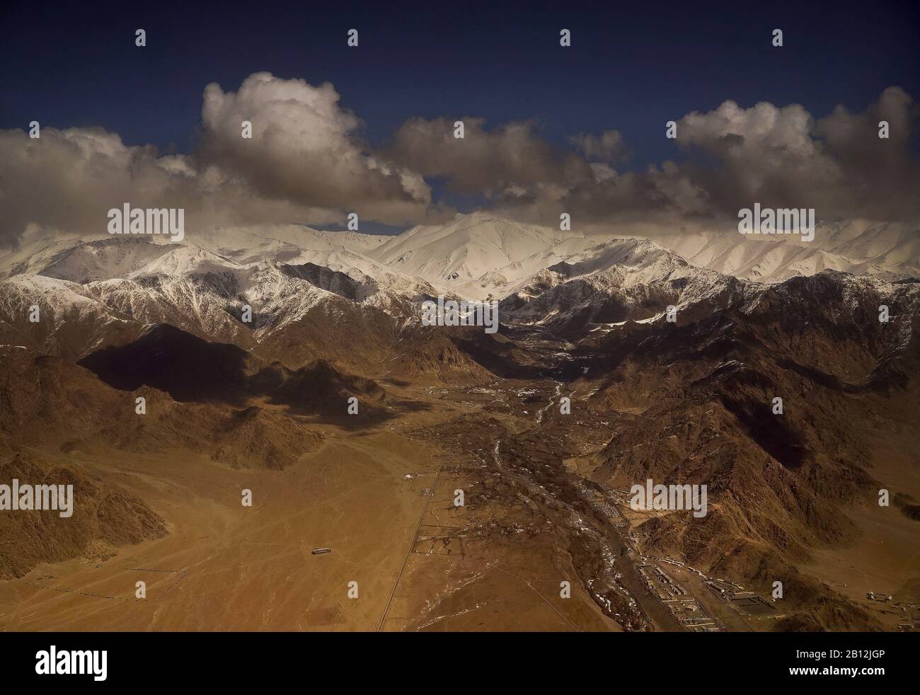 Aerial view of mountains around Leh, Ladakh, Jammu and Kashmir ...