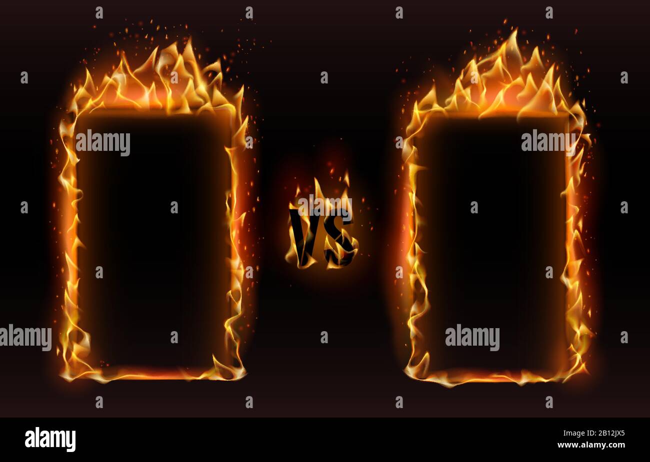 Versus frames. Fire vs frame, screen for boxing versus sports fight ...