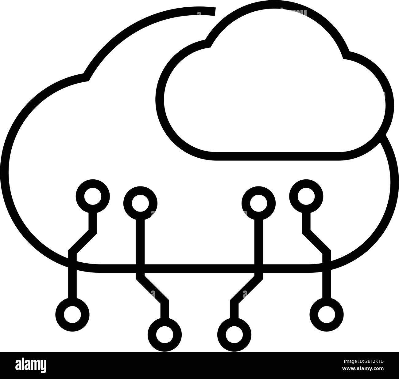 Cloud system line icon, concept sign, outline vector illustration ...