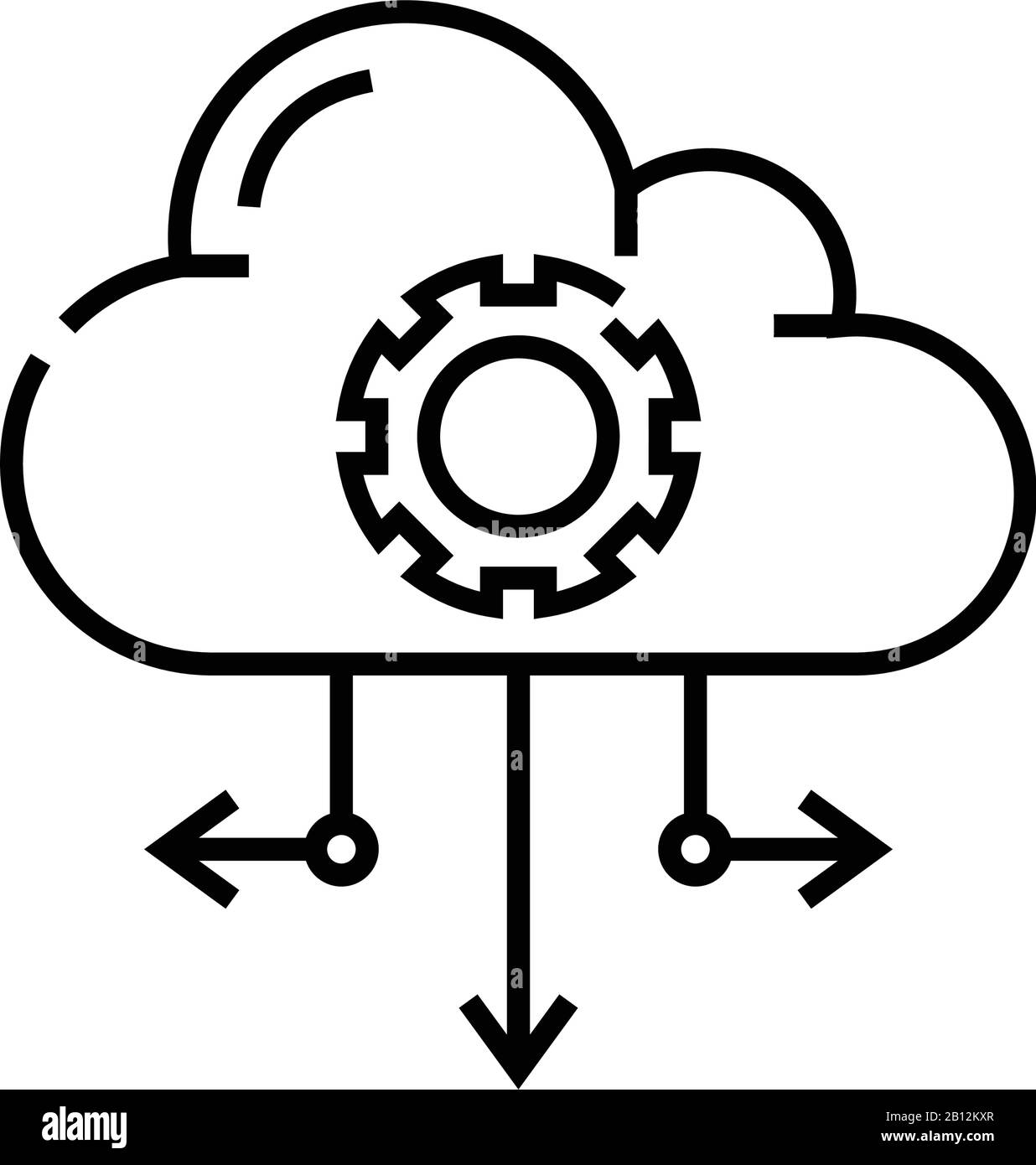 Cloud files line icon, concept sign, outline vector illustration ...
