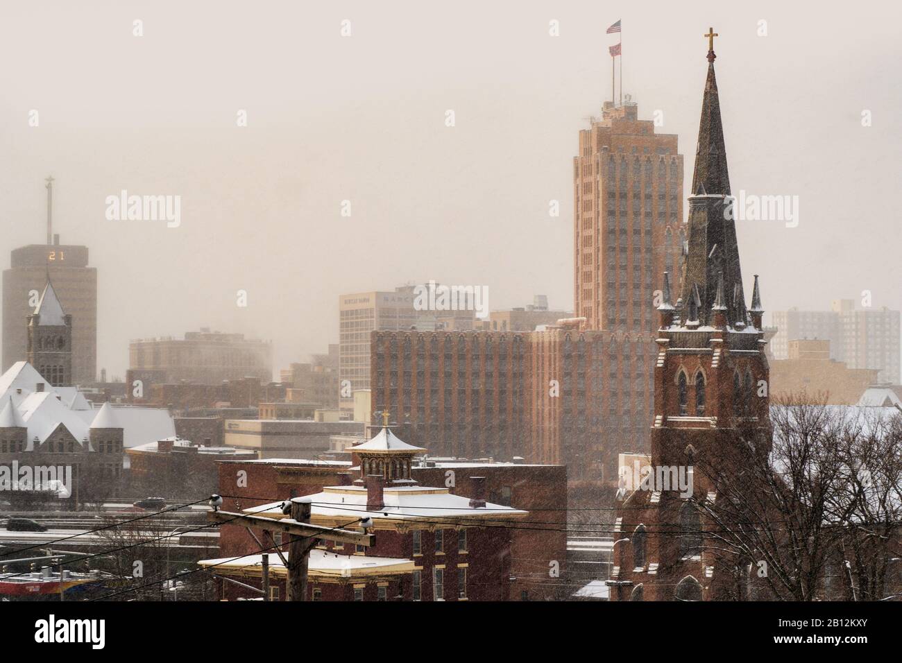 Syracuse, New York, USA. February 10, 2020. View of downtown Syracuse ...