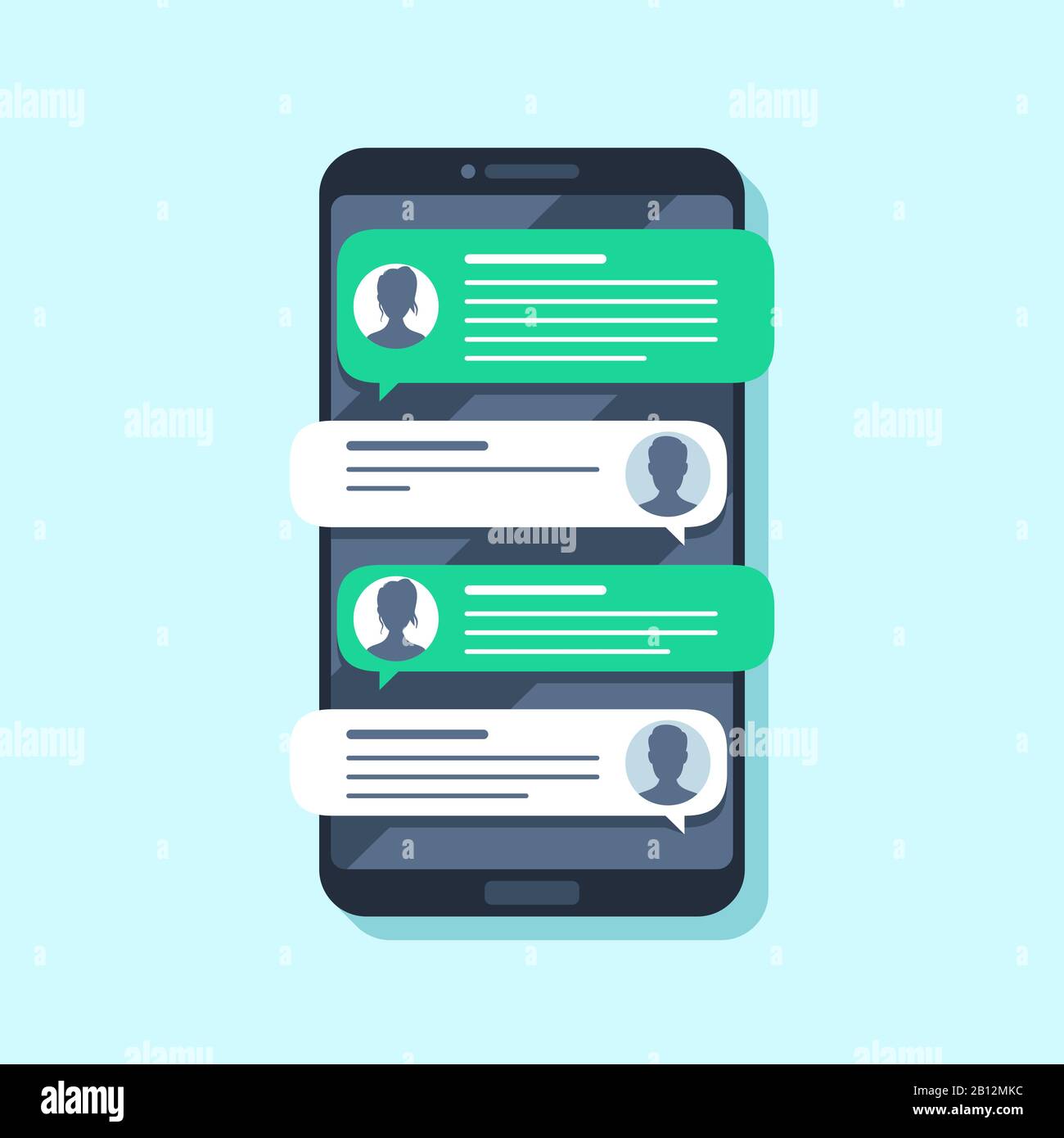 Mobile sms notifications. Hand texting message on smartphone, people ...