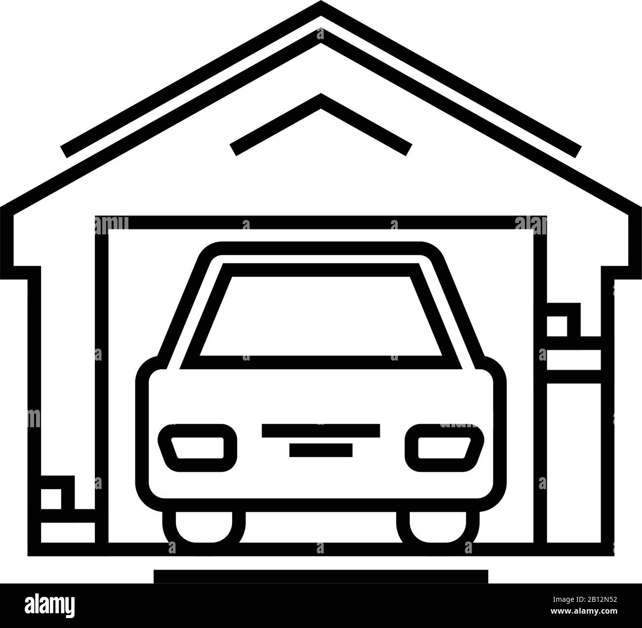 Car garage line icon, concept sign, outline vector illustration, linear ...
