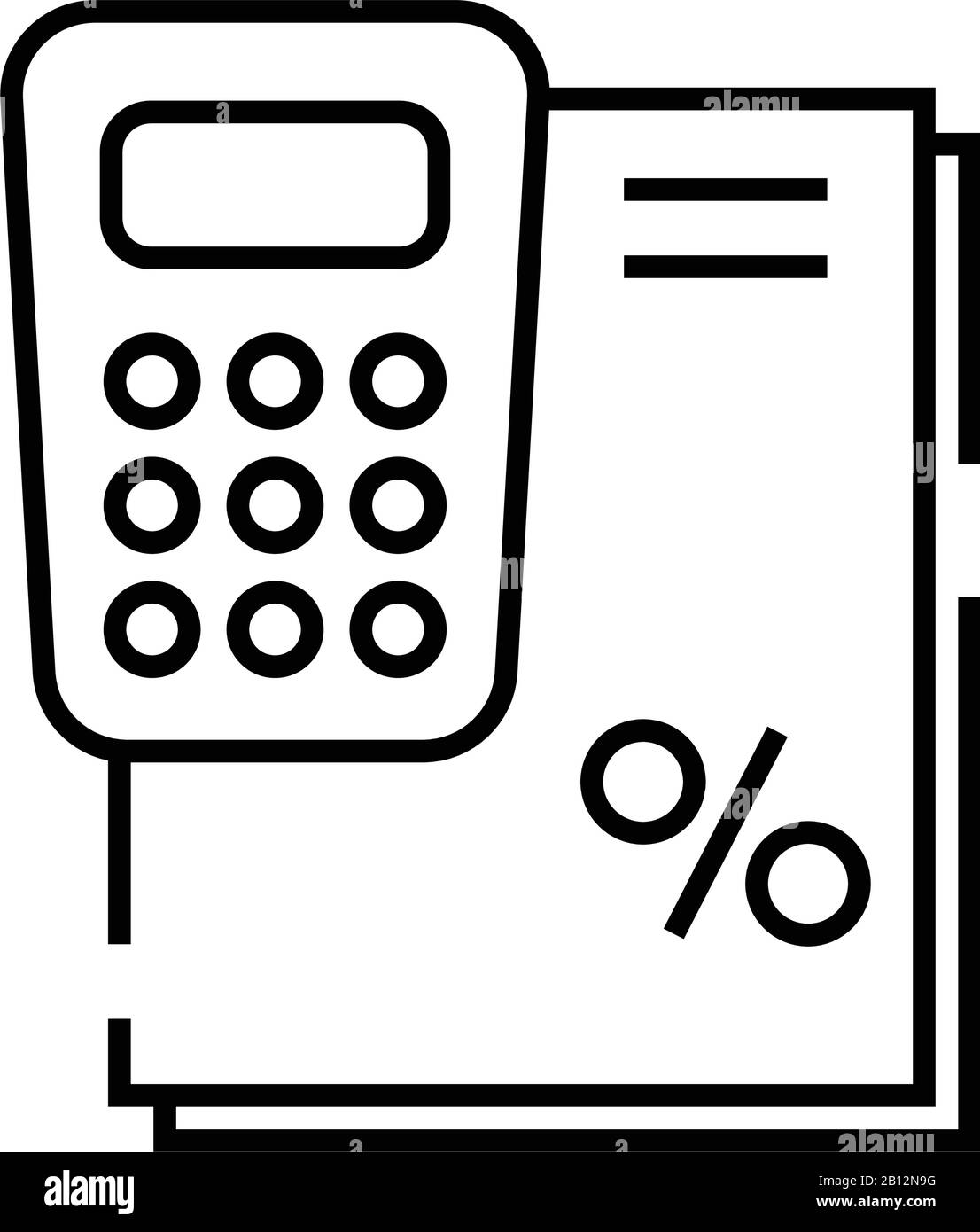 Calculation sheets line icon, concept sign, outline vector illustration ...
