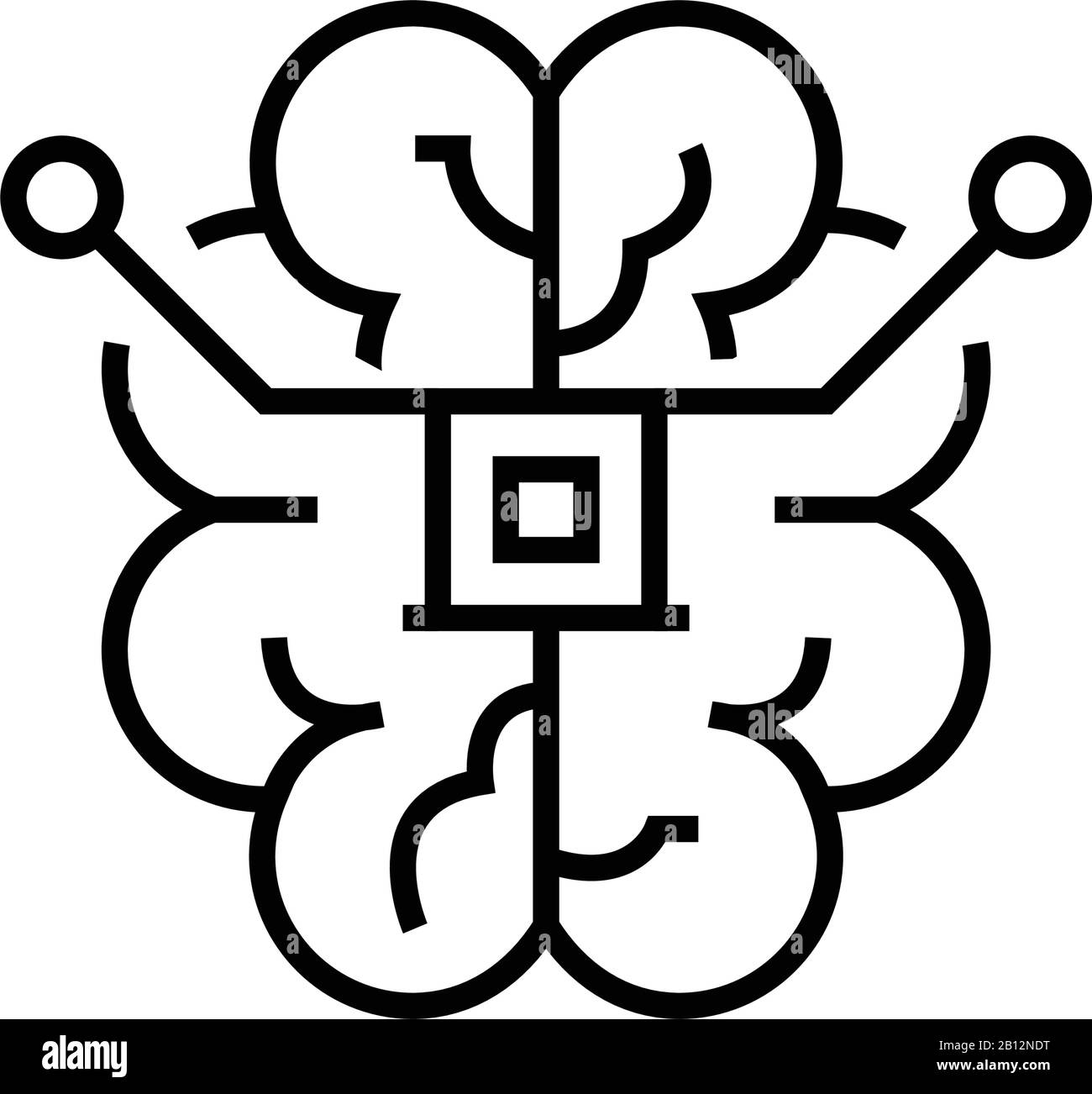 Brain work line icon, concept sign, outline vector illustration, linear ...